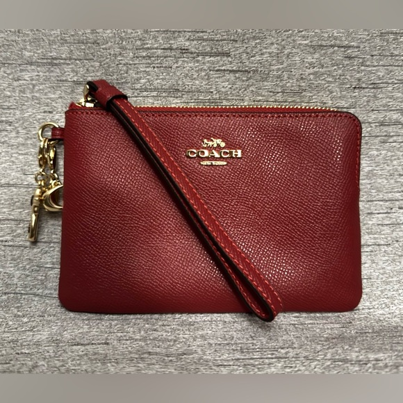 Coach | Bags | Coach Wristlet 2 Coach Charms Euc Red Corner Zip ...